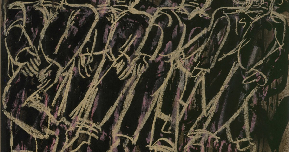 Lester Johnson, Crowd of Men - The Bruce Museum