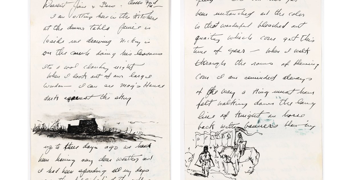 Illustrated letter from Andrew Wyeth to Merle and Elizabeth James ...